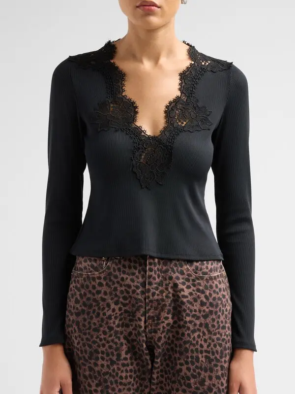 Generation Love Lady Lace Ribbed Top
