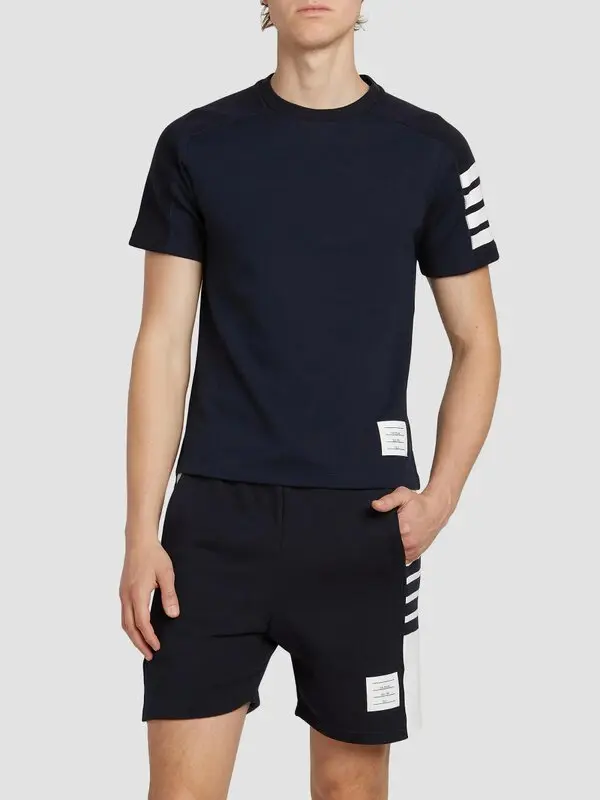 Thom Browne Cotton 4-bar Stripe T-shirt - Navy