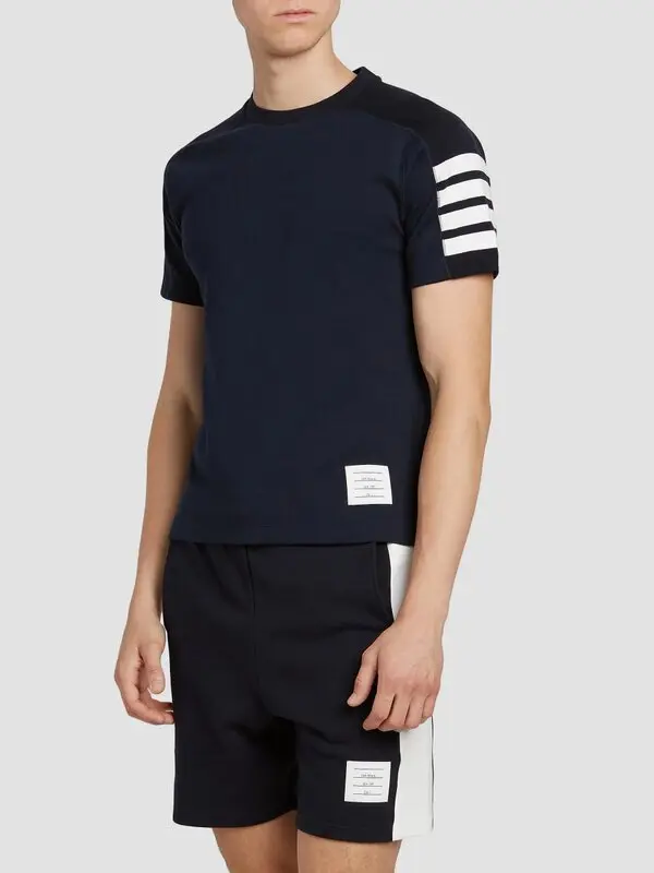Thom Browne Cotton 4-bar Stripe T-shirt - Navy