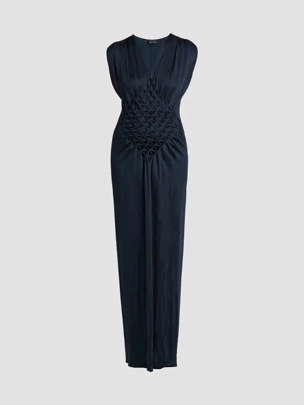 Giorgio Armani Texture Weave Satin Maxi Dress - Outer Space