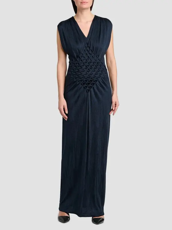 Giorgio Armani Texture Weave Satin Maxi Dress
