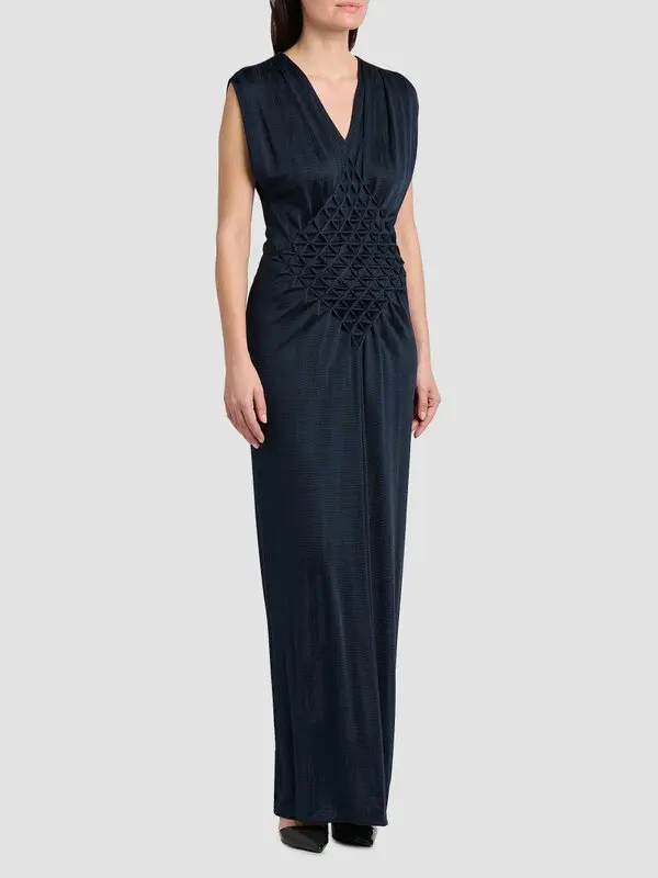 Giorgio Armani Texture Weave Satin Maxi Dress