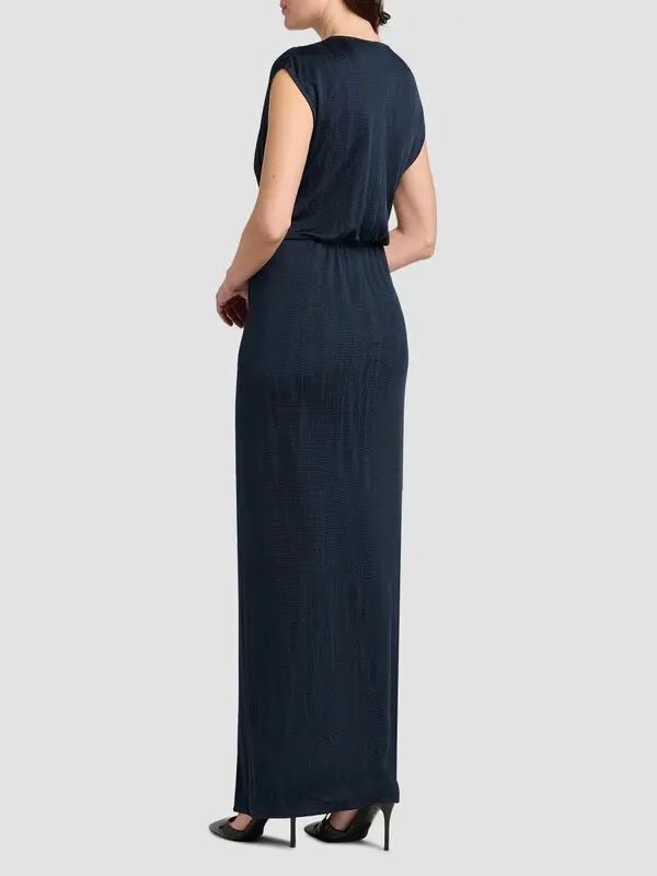 Giorgio Armani Texture Weave Satin Maxi Dress