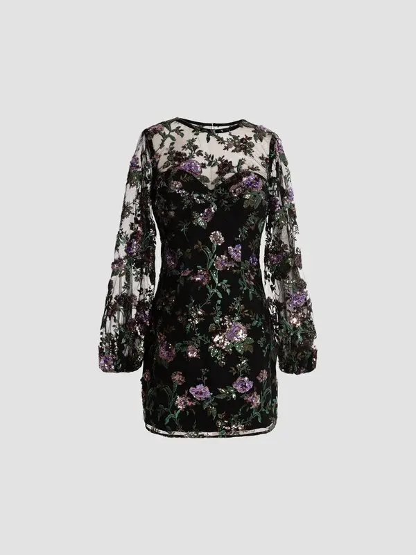 Dress The Population Mila Floral Organza Minidress