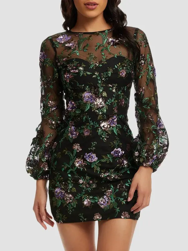 Dress The Population Mila Floral Organza Minidress