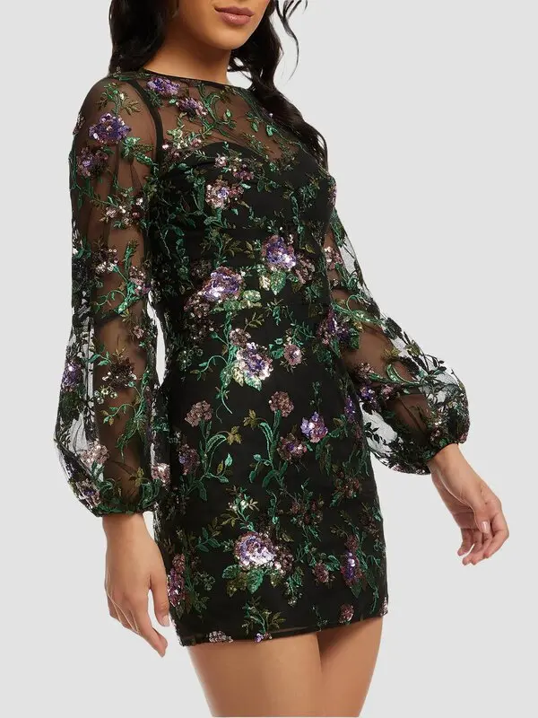 Dress The Population Mila Floral Organza Minidress