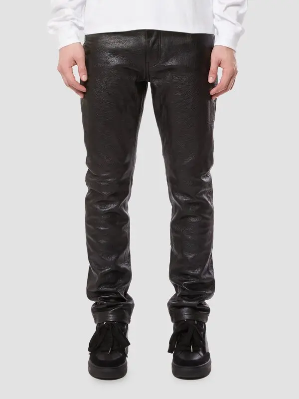 PURPLE BRAND Leather Gathered Pants - Black