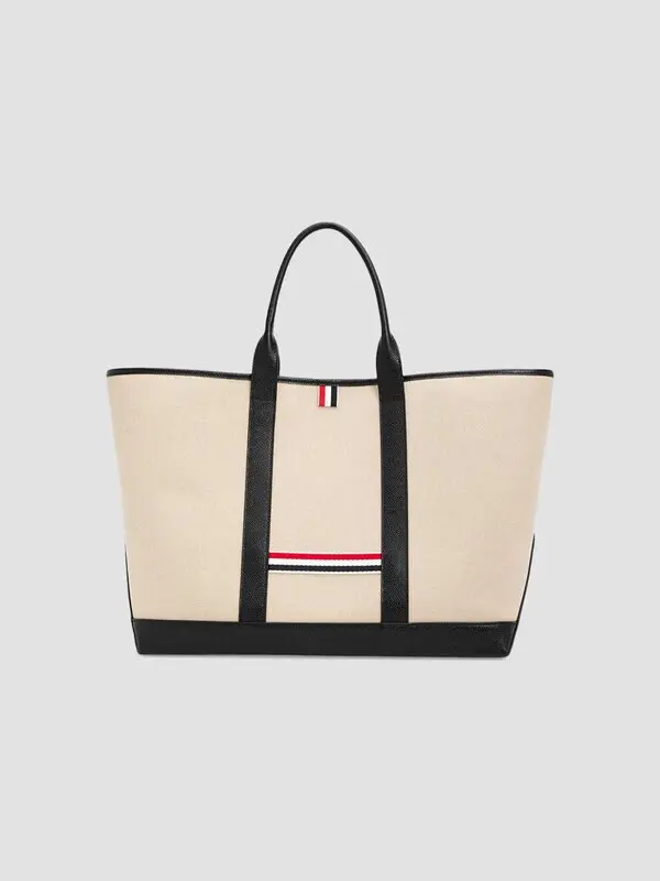 Thom Browne Medium Tool Canvas & Leather Tote Bag - Black