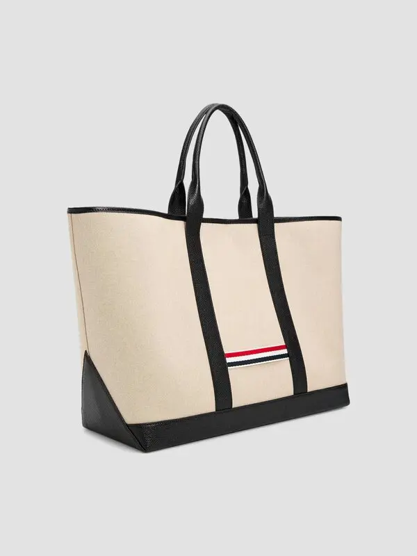 Thom Browne Medium Tool Canvas & Leather Tote Bag - Black