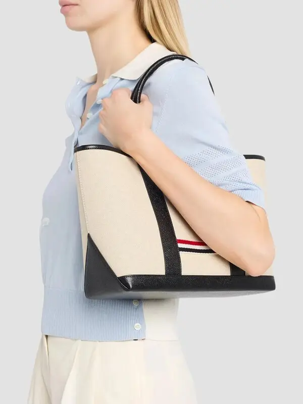 Thom Browne Small Tool Canvas & Leather Tote Bag