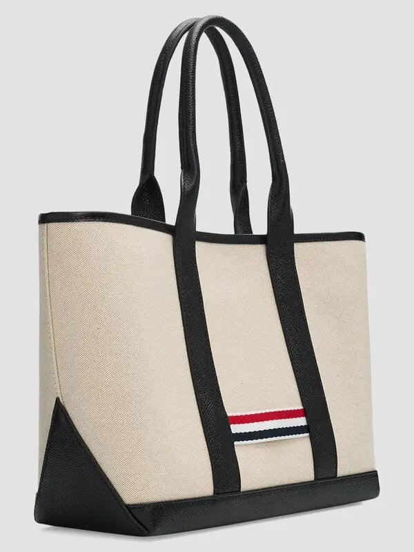 Thom Browne Small Tool Canvas & Leather Tote Bag