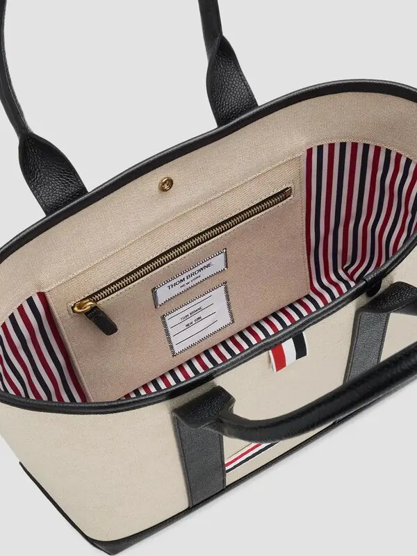 Thom Browne Small Tool Canvas & Leather Tote Bag