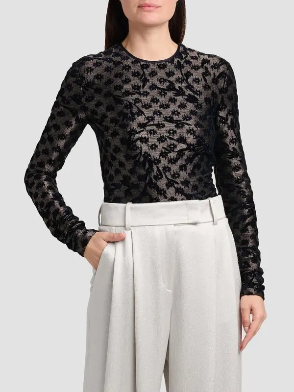 Giorgio Armani Floral Metallic Burnout Top