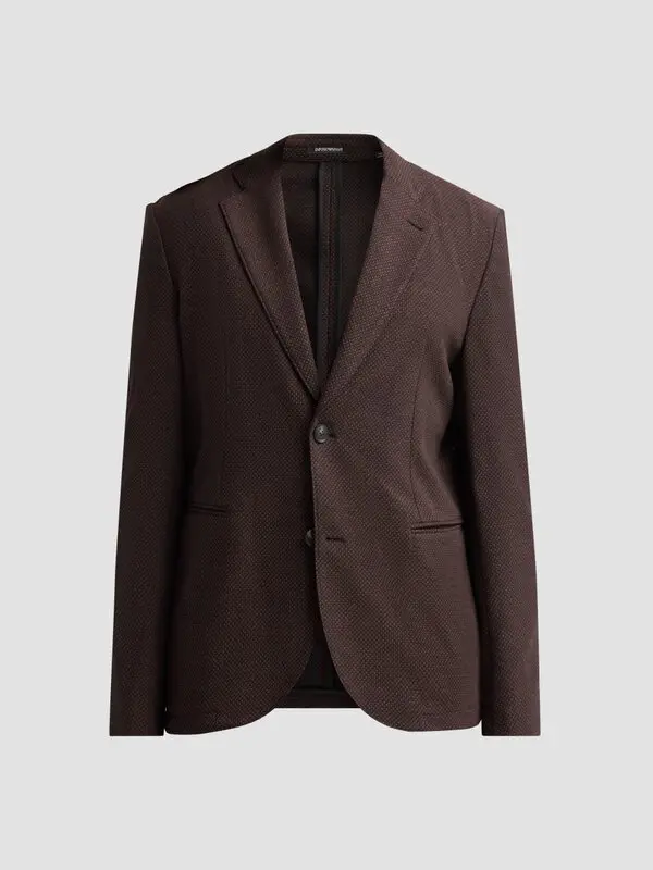 Emporio Armani Square Textured Wool-blend Soft Jacket