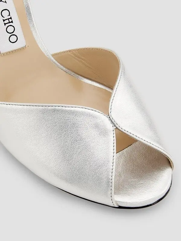 JIMMY CHOO Sacora 85mm Metallic Leather Sandals - Silver