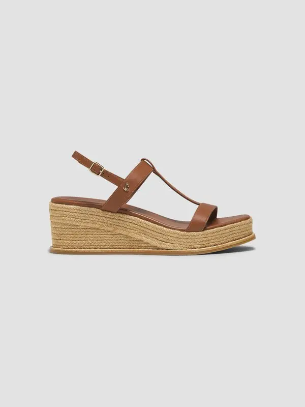 JIMMY CHOO Theia 60mm Espadrille Wedge Sandals - Tan