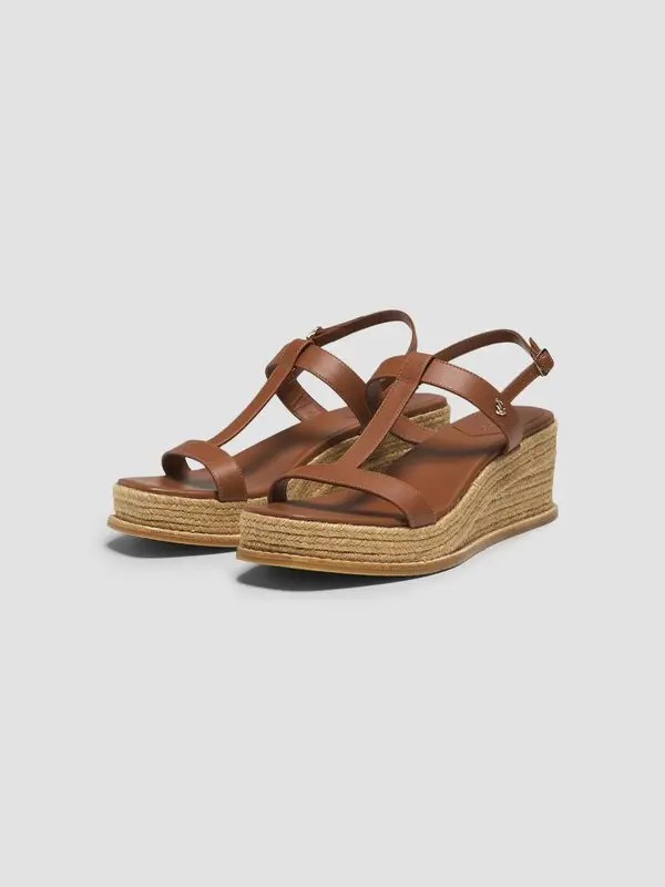 JIMMY CHOO Theia 60mm Espadrille Wedge Sandals - Tan