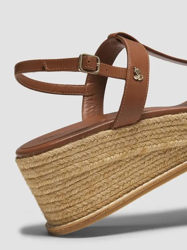 JIMMY CHOO Theia 60mm Espadrille Wedge Sandals - Tan