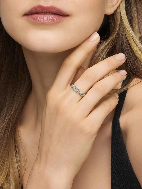 David Yurman Stax Chain Link Ring In 18k - Diamond