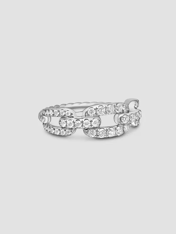 David Yurman Stax Chain Link Ring In 18k - White Gold