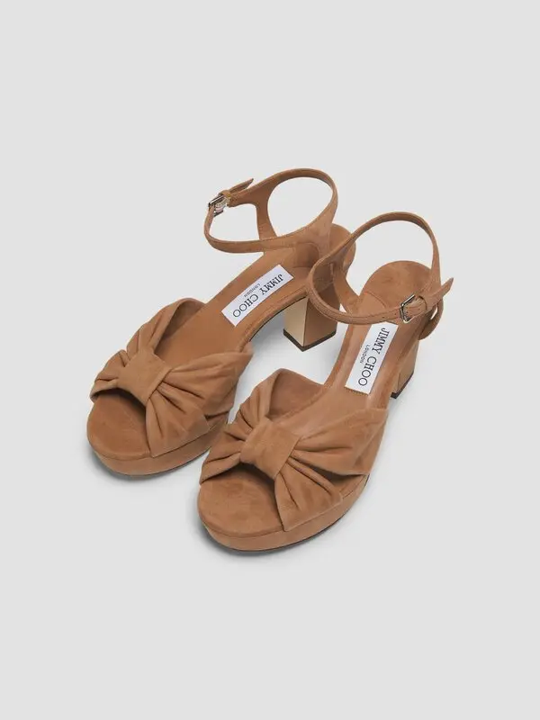 JIMMY CHOO Heloise 80mm Block-heel Platform Sandals - Toffee
