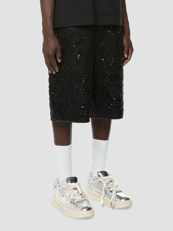 PURPLE BRAND Embellished Denim Shorts