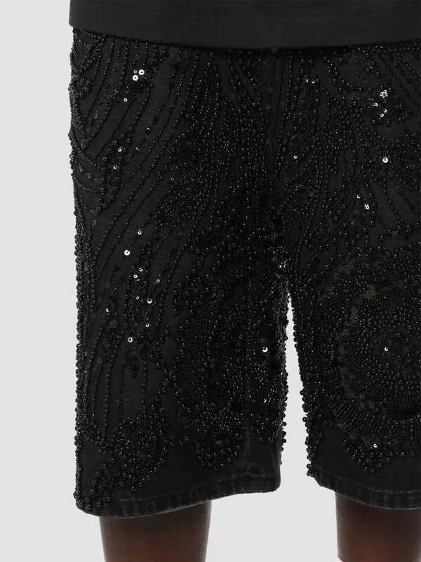 PURPLE BRAND Embellished Denim Shorts