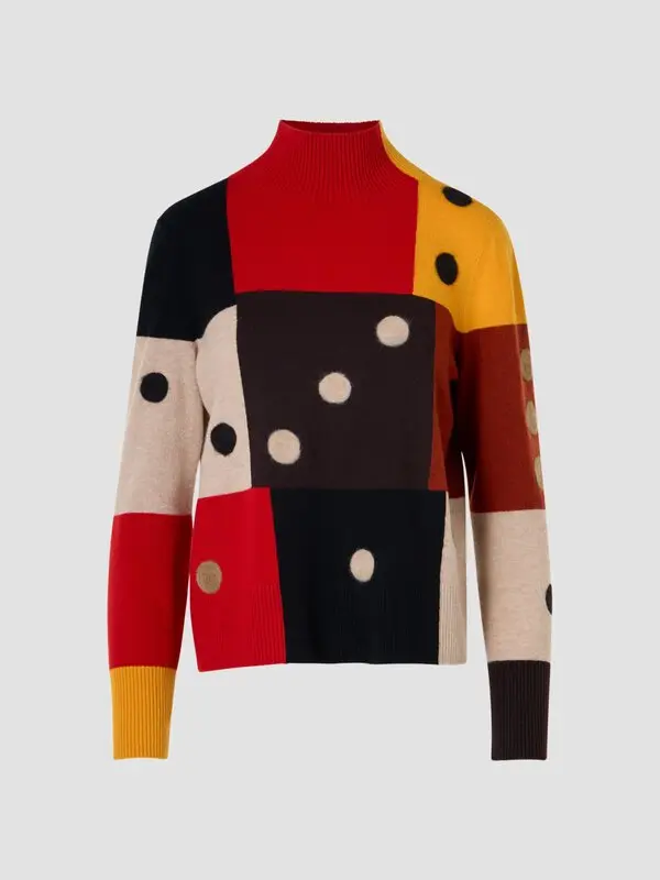 Akris Dice Intarsia Colorblock Wool-cashmere Sweater