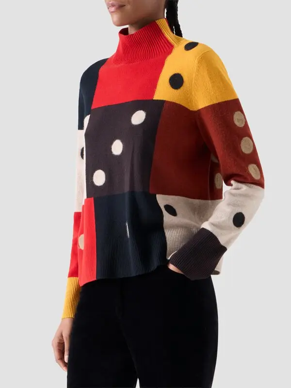 Akris Dice Intarsia Colorblock Wool-cashmere Sweater