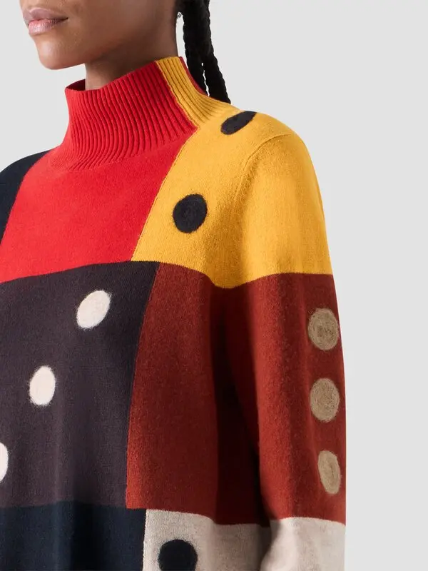 Akris Dice Intarsia Colorblock Wool-cashmere Sweater