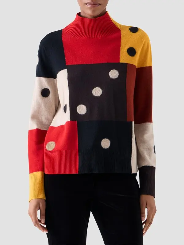 Akris Dice Intarsia Colorblock Wool-cashmere Sweater