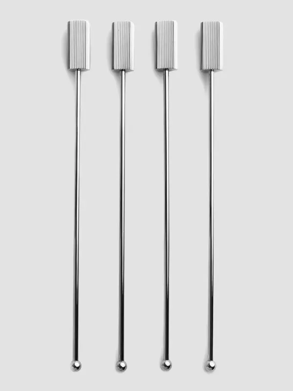 ANNA NEW YORK Striations Stainless Steel 4-piece Drink Stirrer Set