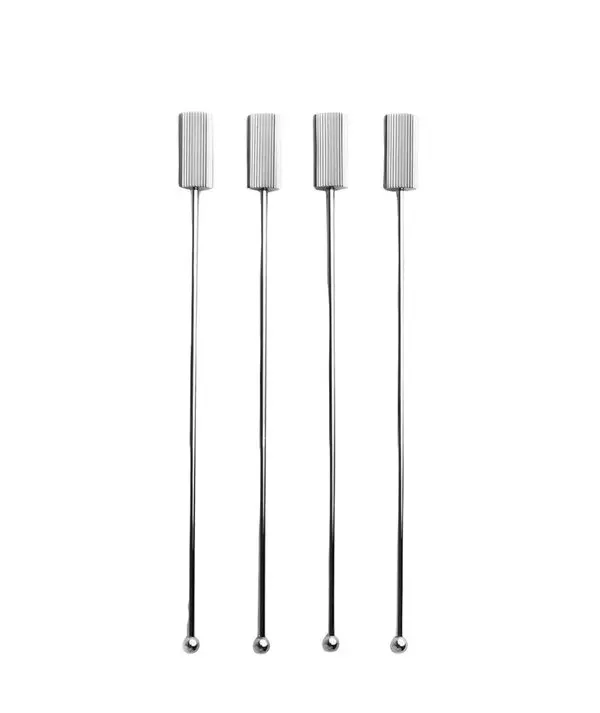 ANNA NEW YORK Striations Stainless Steel 4-piece Drink Stirrer Set - Silver