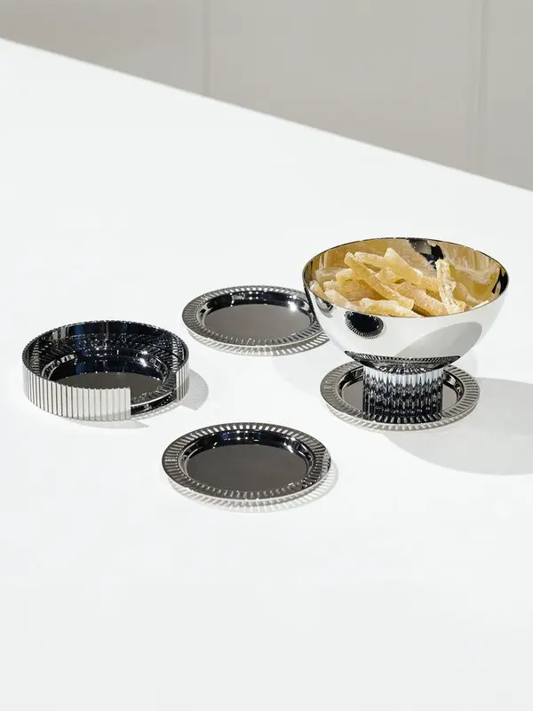 ANNA NEW YORK Striations 5-piece Stainless Steel Coaster & Holder Set