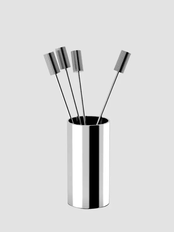 ANNA NEW YORK Striations 5-piece Stainless Steel Cocktail Pick & Holder Set