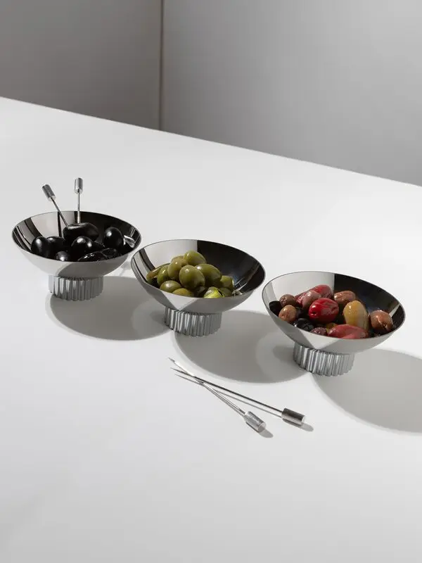 ANNA NEW YORK Striations 5-piece Stainless Steel Cocktail Pick & Holder Set