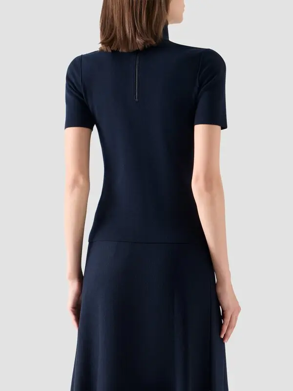 Akris Stretch Wool Mock Turtleneck Top
