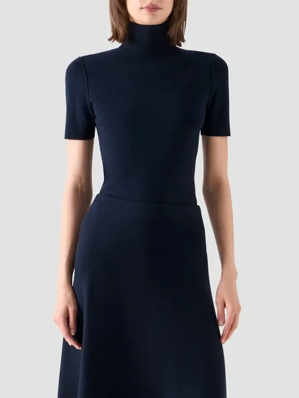 Akris Stretch Wool Mock Turtleneck Top