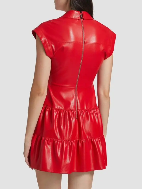 Alice + Olivia Mila Faux Leather Twist-front Minidress
