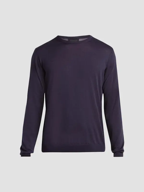 Giorgio Armani Silk-cotton Crewneck Long-sleeve Top