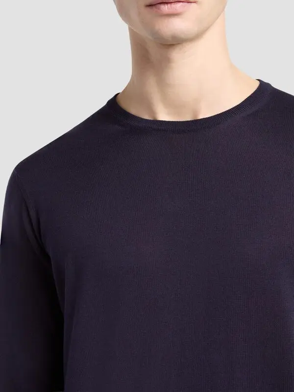Giorgio Armani Silk-cotton Crewneck Long-sleeve Top