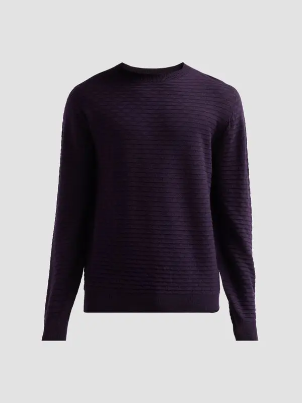 Giorgio Armani Geometric Textured Virgin Wool Crewneck Sweater