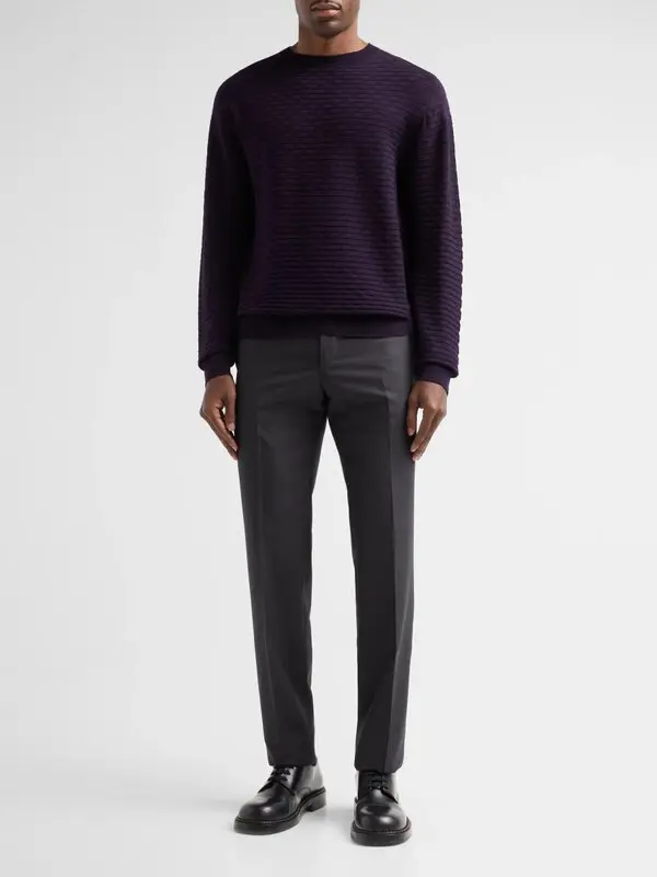 Giorgio Armani Geometric Textured Virgin Wool Crewneck Sweater