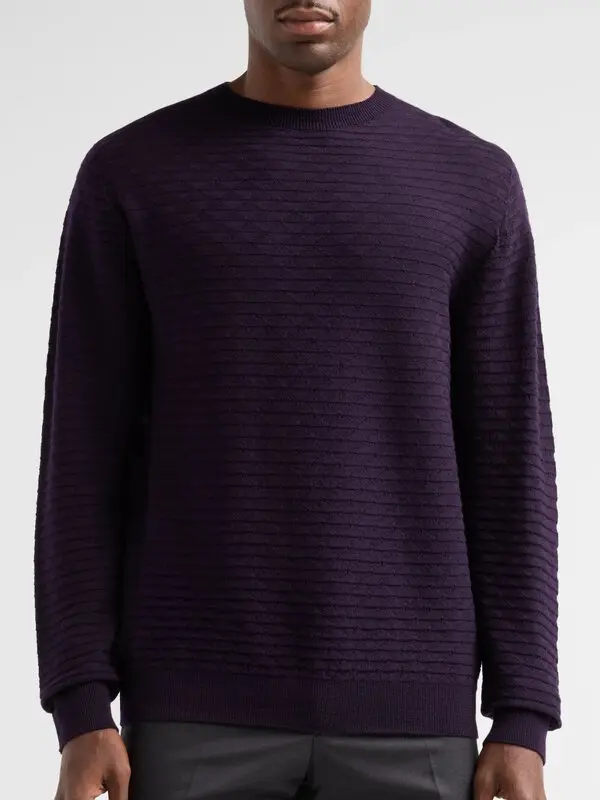 Giorgio Armani Geometric Textured Virgin Wool Crewneck Sweater