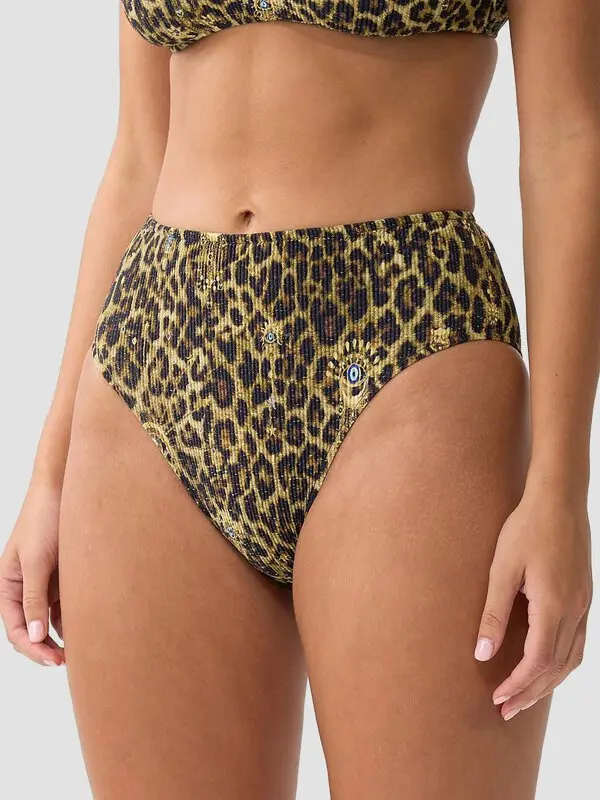 Camilla Feline Folklore Crinkle Stretch High-waisted Bikini Bottom