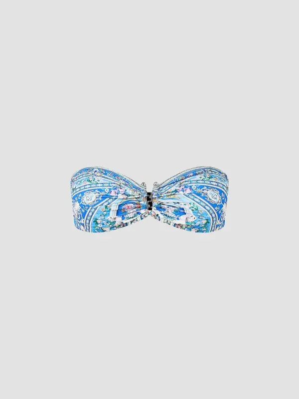 Camilla Ottoman-print Strapless Bikini Top