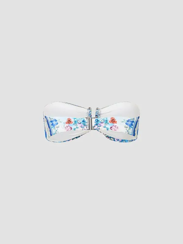 Camilla Ottoman-print Strapless Bikini Top