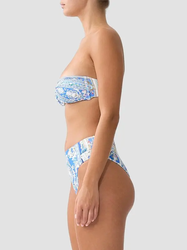 Camilla Ottoman-print Strapless Bikini Top