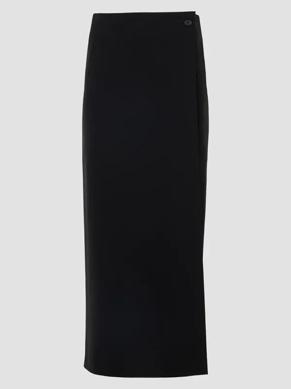 Akris Jersey Wrap Midi Skirt - Black