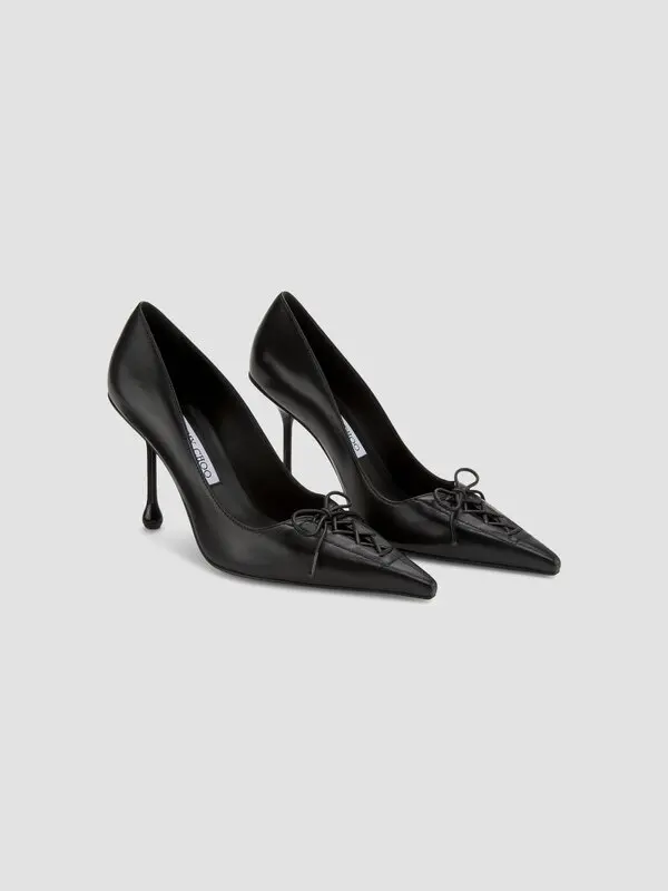 JIMMY CHOO Scarlett 95mm Bow Leather Pumps - Black